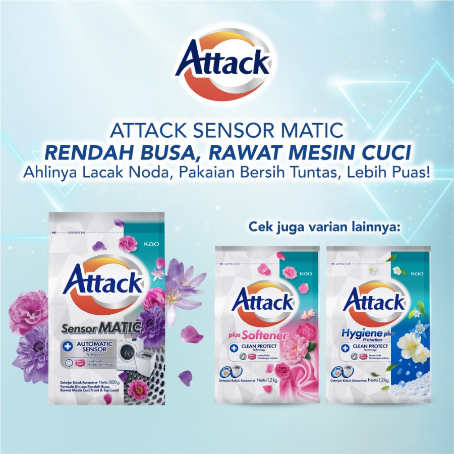 Attack Sensor Matic Deterjen Bubuk Untuk Mesin Cuci - 800 gr