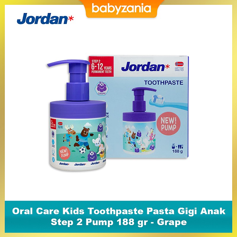 Jordan Oral Care Kids Toothpaste Pasta Gigi Anak Step 2 Pump 188 gr - Grape