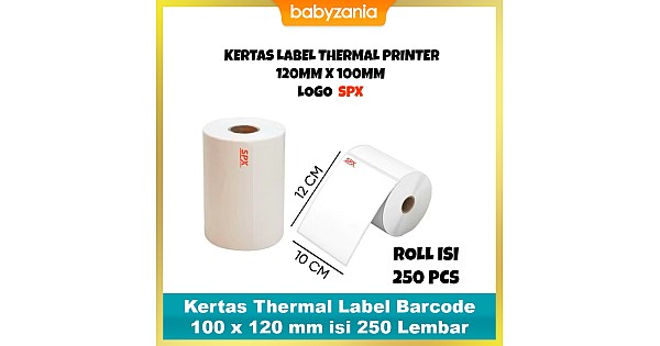 Kertas Thermal Label Barcode 100 x 120 mm isi 250 Lembar
