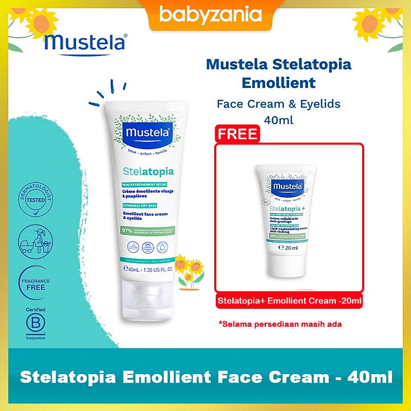 Mustela Stelatopia Emollient Face Cream untuk Eczema Atopik - 40ml