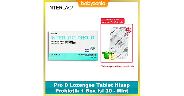 Interlac Pro D Lozenges Tablet Hisap Probiotik 1 Box Isi 30 - Mint