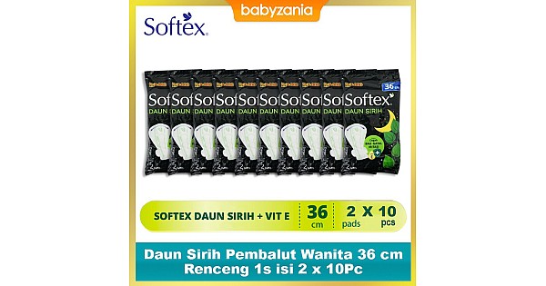 Softex Daun Sirih Pembalut Wanita 36 cm Renceng Sachet Isi 2 x 10 Pcs