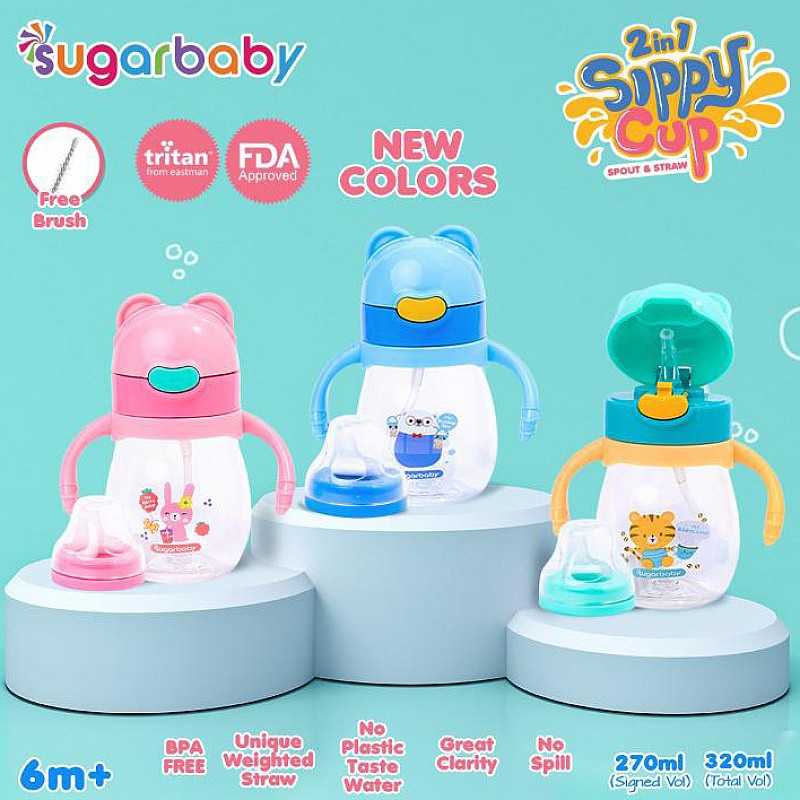 Sugar Baby 2 in 1 Sippy Cup Botol Minum Anak 6m+ 270 ml