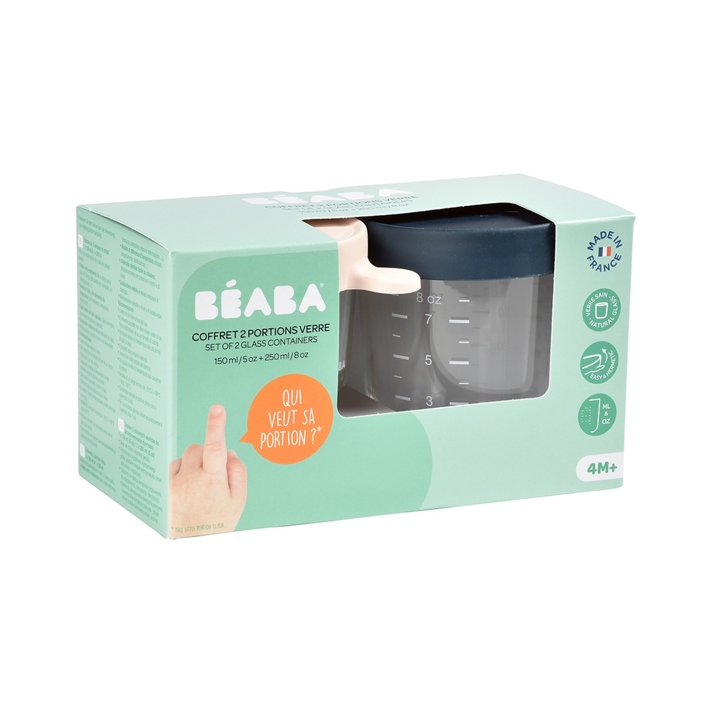 Beaba Conservation Glass Jar Set 2 Tempat MPASI Kaca (150 ml & 250 ml ...